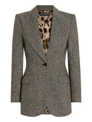 Dolce & Gabbana Single-breasted Jacket In Dotted Wool Blazers - Multicolor