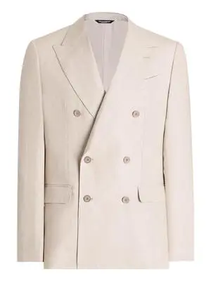 Dolce & Gabbana Dolce & Gabbana Double-Breasted Linen Jacket Beige