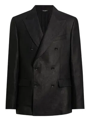 Dolce & Gabbana Dolce & Gabbana Double-Breasted Linen Jacket Black