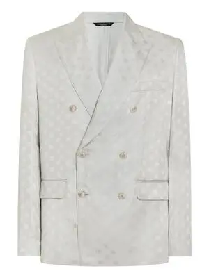 Dolce & Gabbana Sicilia Light Double-breasted Silk Jacquard Blazer - Grey
