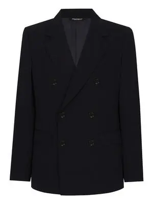 Dolce & Gabbana Wool Twill Double-breasted Jacket Suits And Blazers - Blue