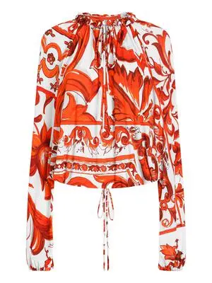 Dolce & Gabbana Majolica-print Organzine Top - Multicolor