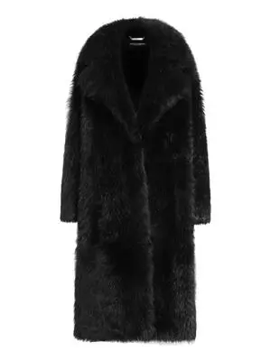 Dolce & Gabbana Single-breasted Shearling Coat Coats And Jackets - Black