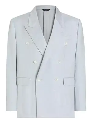 Dolce & Gabbana Shantung Viscose Double-breasted Jacket Suits And Blazers Light Blue - Azure