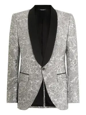 Dolce & Gabbana Single-breasted Floral Lamé Jacket Suits And Blazers - Silver