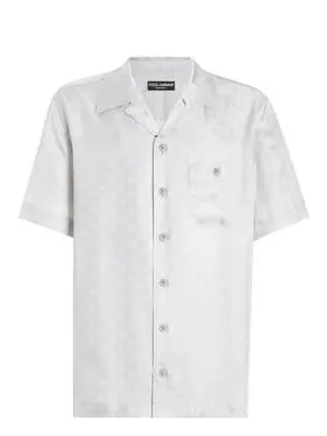 Dolce & Gabbana Dg Jacquard Logo Hawaii Shirt Shirts Gray - Grey