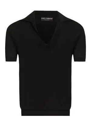 Dolce & Gabbana Cashmere Polo Pullover Sweater - Black