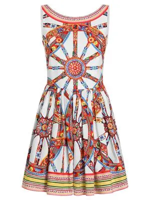 Dolce & Gabbana Carretto-print Poplin Midi Dress Dresses Multi-colored - Multicolor