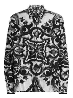 Dolce & Gabbana Majolica-print Oversized Striped Popeline Shirt Shirts - Multicolor