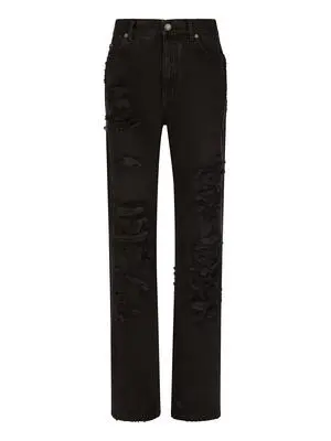 Dolce & Gabbana Flared Jeans With Ripped Details Denim And Jeans Multi-colored - Multicolor