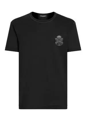 Dolce & Gabbana T-shirt With Heraldic Patch T-shirts And Polos - Blue