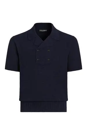 Dolce & Gabbana Cotton-linen Polo Shirt Sweaters And Cardigans - Blue