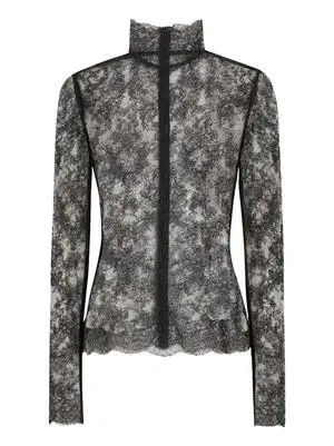 Dolce & Gabbana Floral Lace Turtle-neck Top Shirts And Tops Multi-colored - Multicolor