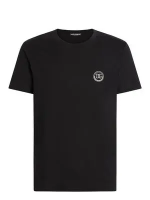Dolce & Gabbana Short-sleeved T-shirt With Dg Embroidery - Man T-shirts And Polos 44 Blue