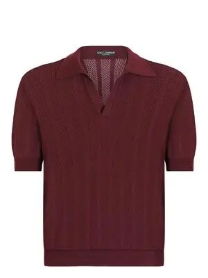 Dolce & Gabbana Short-sleeved Cotton Openwork Polo-shirt Sweaters And Cardigans Multi-colored - Multicolor