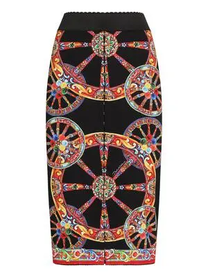 Dolce & Gabbana Carretto-print Charmeuse Long Skirt Skirts - Multicolor