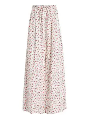 Dolce & Gabbana Dolce & Gabbana Small Rose-Print Poplin Wide Leg Trousers Multicolor