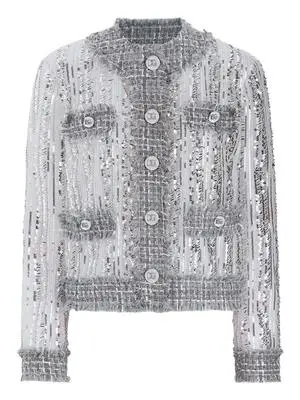 Dolce & Gabbana Tulle Gabbana Jacket With Sequin Embroidery Blazers - Silver
