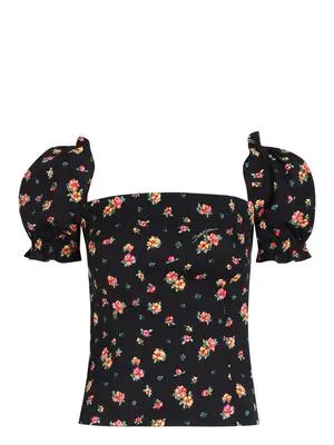 Dolce & Gabbana Small Floral-print Charmeuse Top Shirts And Tops - Multicolor
