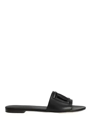 Dolce & Gabbana Calfskin Leather Slides - Black