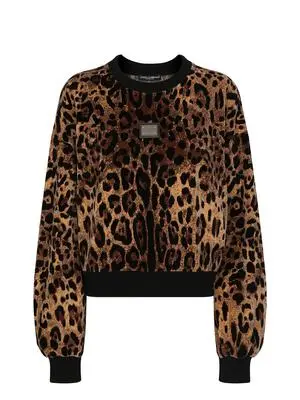 Dolce & Gabbana Chenille Sweatshirt With Jacquard Leopard Design - Multicolor