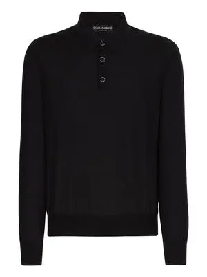 Dolce & Gabbana Extra-fine Cashmere Polo-shirt Sweaters And Cardigans Cashmere - Blue