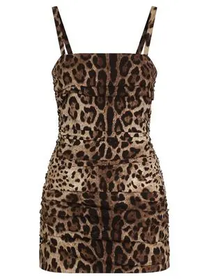 Dolce & Gabbana Leo- Charmeuse Dress Dresses Animal Silk - Print