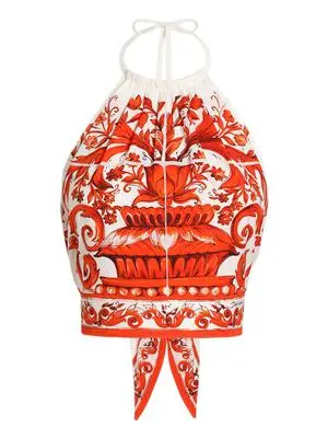 Dolce & Gabbana Majolica-print Poplin Bustier Top - Multicolor