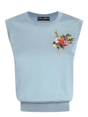 Dolce & Gabbana Silk Tank Top Sweaters And Cardigans - Azure