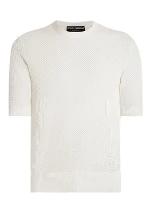 Dolce & Gabbana Cotton Crewneck Pullover Sweaters And Cardigans - White