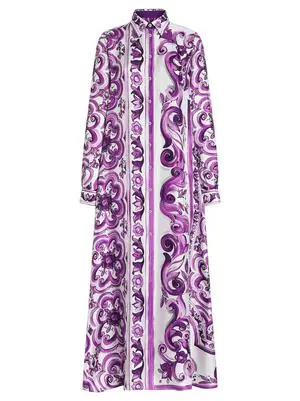 Dolce & Gabbana Majolica-print Long Twill Shirt Dress - Multicolor