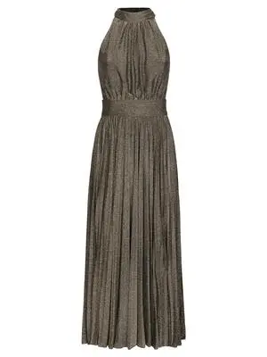 Dolce & Gabbana Pleated Jersey Lurex Calf-length Dress Dresses - Silver