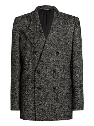 Dolce & Gabbana Double-breasted Jacket In Chevronwool Suits And Blazers - Multicolor