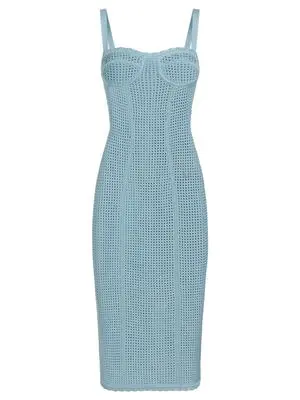Dolce & Gabbana Openwork Knit Bustier Dress - Azure