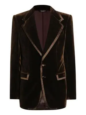 Dolce & Gabbana Single-breasted Jacket In Smooth Velvet Suits And Blazers Multi-colored - Multicolor