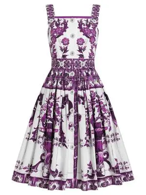Dolce & Gabbana Majolica Print Poplin Dress - Multicolor