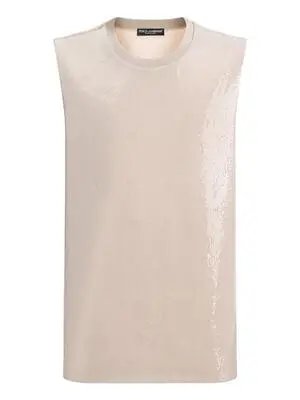 Dolce & Gabbana Sequin Tank Top T-shirts And Polos Sequins - Beige