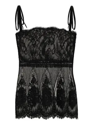 Dolce & Gabbana Lace Top With Bow Detail Straps - Black