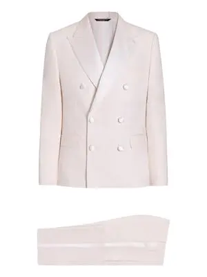 Dolce & Gabbana Double-breasted Suit In Linen Canvas Suits And Blazers - White