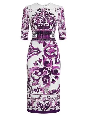 Dolce & Gabbana Majolica Print Charmeuse Dress - Multicolor