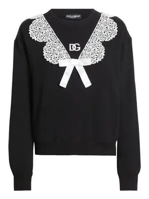 Dolce & Gabbana Sweatshirt With Macramé And Bow Detail - Black