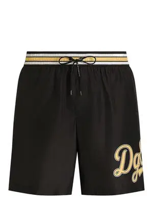 Dolce & Gabbana Medium Swim Boxer Shorts In Canvas Beachwear - Multicolor