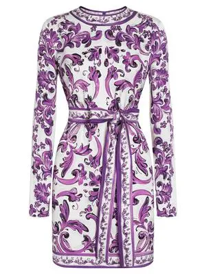 Dolce & Gabbana Majolica-print Charmeuse Dress - Multicolor