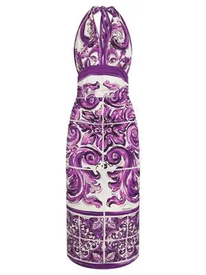 Dolce & Gabbana Majolica-print Charmeuse Dress - Multicolor