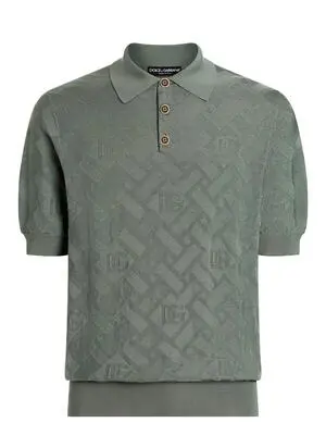 Dolce & Gabbana Micro-dot Stitch Silk Polo Shirt Sweaters And Cardigans - Grey