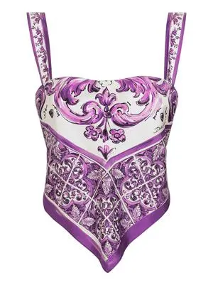 Dolce & Gabbana Majolica Print Silk Top - Multicolor