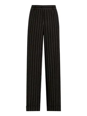 Dolce & Gabbana Straight-leg Pinstripe Wool Pants With Turn-ups Pants And Shorts - Multicolor