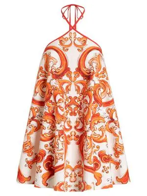 Dolce & Gabbana Majolica-print Long Poplin Dress - Multicolor