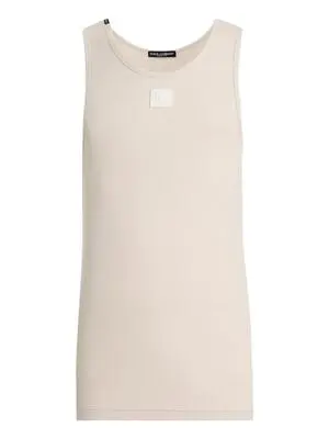 Dolce & Gabbana Ribbed Tank Top T-shirts And Polos Cotton - Beige