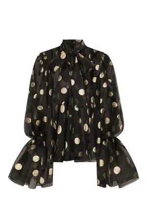 Dolce & Gabbana Silk Organza Jacquard Blouse With Polka-dot Design - Print
